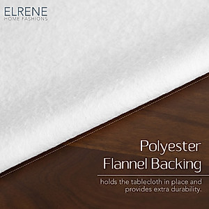 Elrene Home Fashions Ava Floral Jacobean Water- and Stain-Resistant Vinyl Tablecloth with Flannel Backing, 60 Inches X 84 Inches, Oval