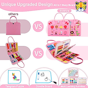 Busy Board Montessori Toys for 1 2 3 4 Year Old Toddlers Sensory Activity Busy Book for Fine Motor Skills, Airplane Car Travel Essentials for Kids Boys Girls