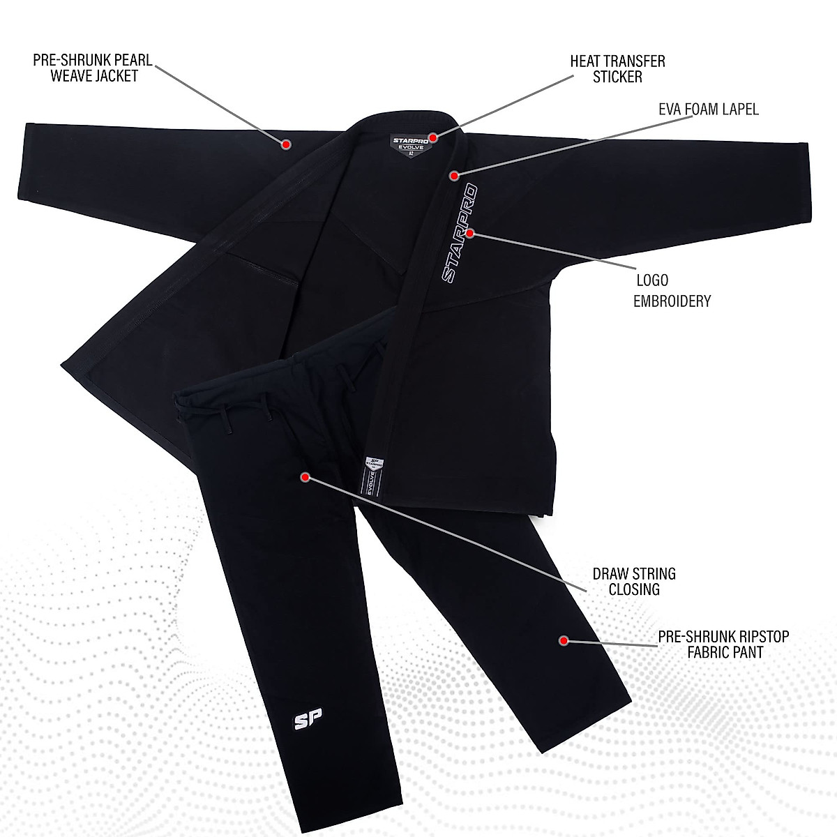 Starpro Evolve Kids Preshrunk Premium Jiu Jitsu,Childrens BJJ Gi - Many Sizes & Colors - Jujitsu Gi, BJJ Lightweight Gi, Jiu Jitsu Gi, Juijitsu Gi, Gi BJJ, BJJ Gi Junior