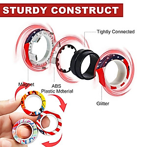 Pushmick 9 Pcs Finger Magnetic Rings Fidget Toys, Colorful Magnet Rings, Great Fidget Rings for Training Relieves Reducer Autism Anxiety.