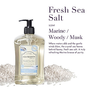 A LA MAISON French Liquid Hand Soap, Fresh Sea Salt - Natural Hand Wash Made with Essential Oils - Biodegradable, Plant-Based, Vegan, Cruelty-Free, Alcohol & Paraben Free (16.9 oz, 3 Pack)