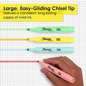 SHARPIE Tank Highlighters, Mild Pastel Colors, Assorted, Chisel Tip, 12 Count
