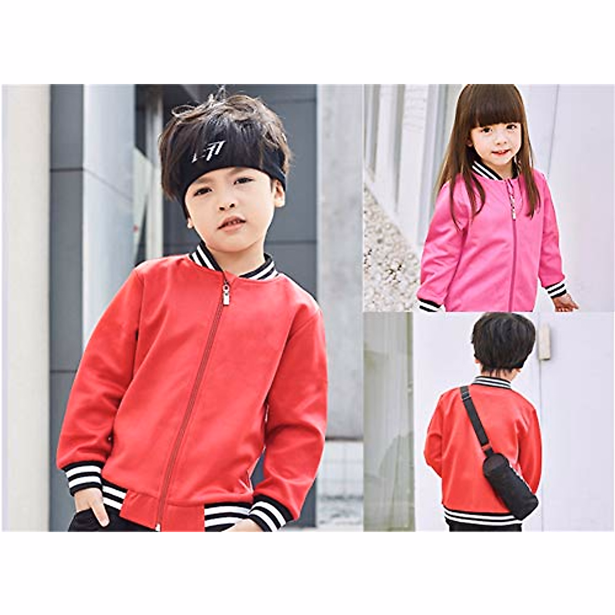 LittleSpring Toddler Fall Jacket for Boys Girls Bomber Lightweight Jacket Outerwear White 3T