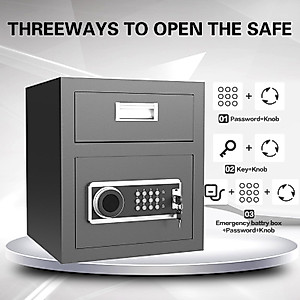 2 Cub Security Business Safe and Lock Box with Digital Keypad,Drop Slot Safes with Front Load Drop Box for Money and Mail,Business