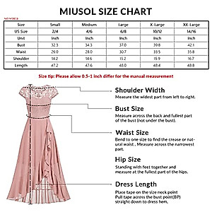 Miusol Women's V Neck Elegant Lace Ruffle Bridesmaid Maxi Dress (XX-Large, Gray)