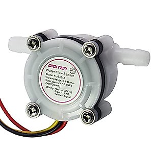 DIGITEN 0.3-6L/min G1/4" Water Coffee Flow Hall Sensor Switch Meter Flowmeter Counter Connect Hose