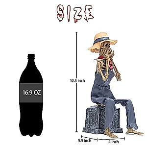 GOLDFENG Halloween Decorations Indoor Lighted Skeleton, Play Music Harmonica Cowboy Player Funny Skeleton Tabletop Collectible Figurines 12.5" H