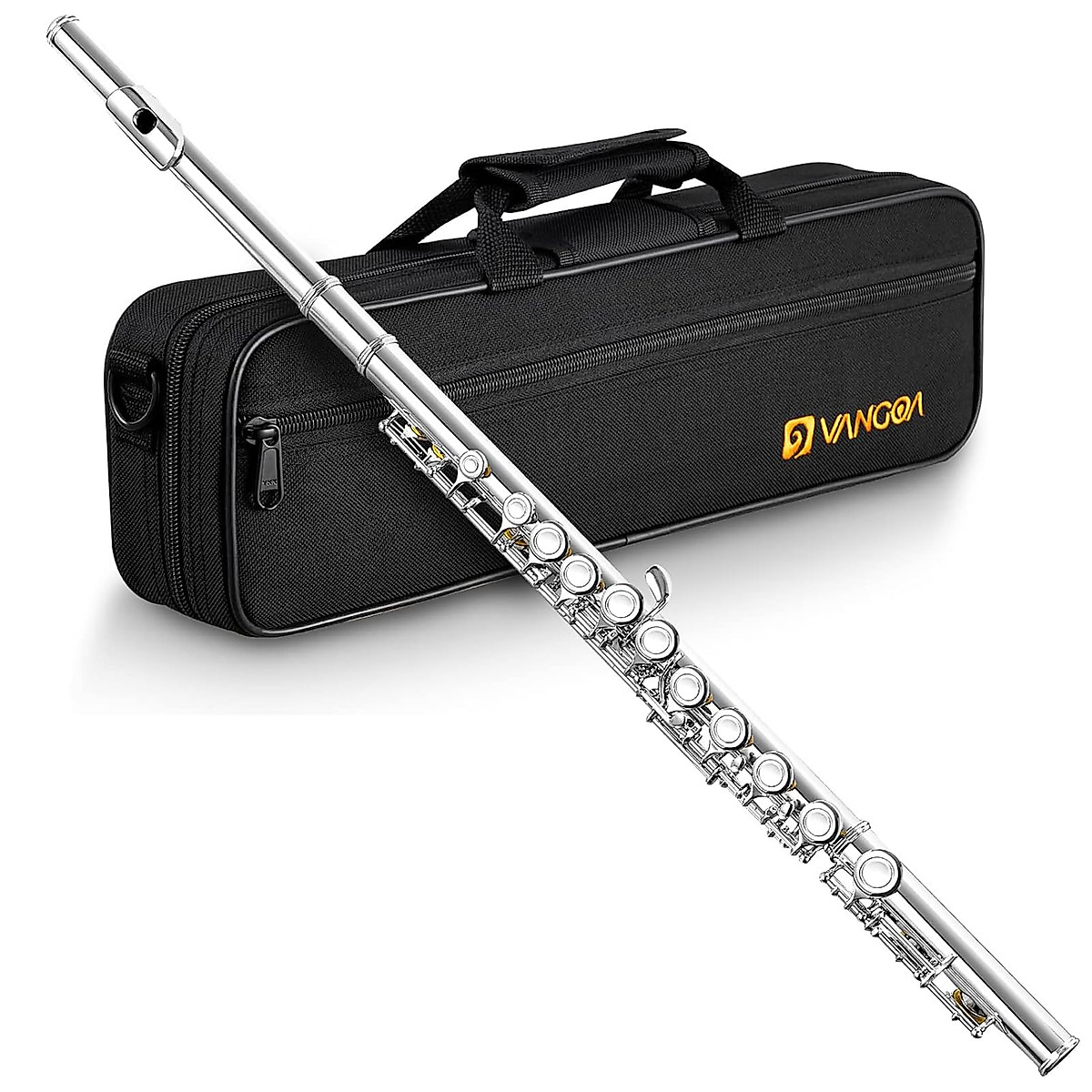 Vangoa Flute Case Carrying Bag Waterproof Lightweight for 16 Holes Flute C Foot with Adjustable Shoulder Strap and Exterior Pocket