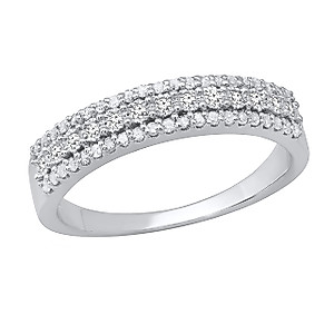Dazzlingrock Collection 0.32 Carat (ctw) Round White Diamond Classic Row Half Eternity Style Elegant Stackable Wedding Band For Women 1/3 CT | 925 Sterling Silver, Size 9.5