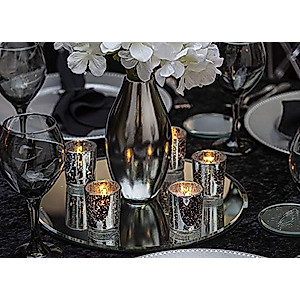 KISCO CANDLES Votive Candles with Holders 24-Pack 10 Hours | Silver Decorative Glass Home Décor | Beautiful Living Room, Kitchen, Bathroom Lighting | Long-Lasting Wax