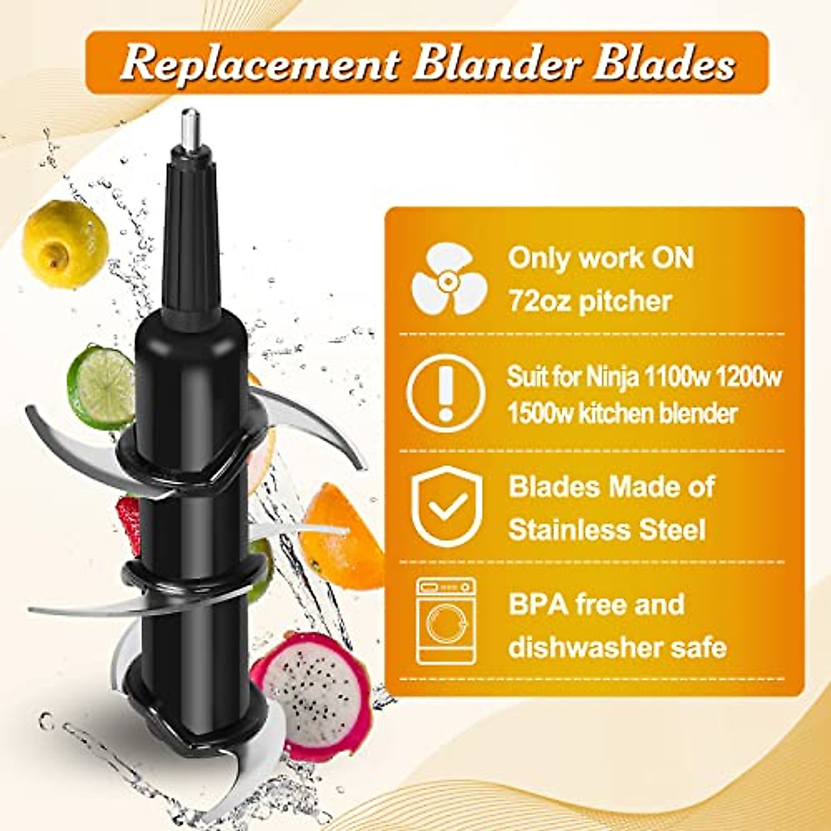 Blender 6 Blade Replacement Head,Mainly Mixer Replacement Accessory, Compatible with Nin-JA 1100W 1200W 1500W Kitchen Mixer System