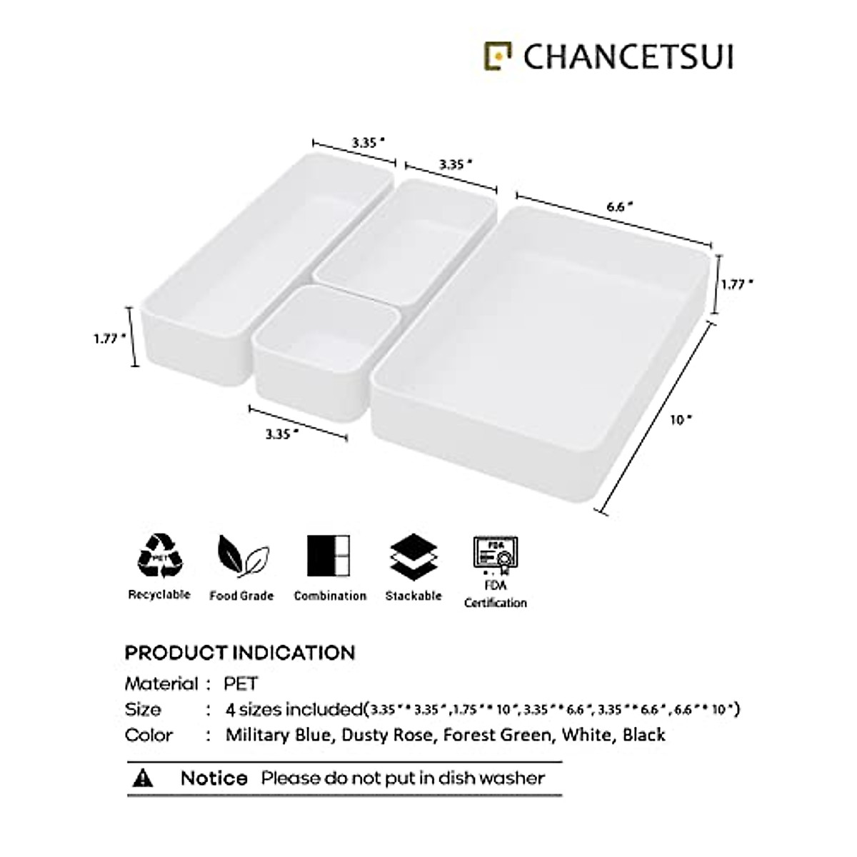 9 Pcs Stackable Drawer Organizer Trays Set, Multifunctional Stackable Storage Trays for Vanity, Bathroom, Kitchen, Desk Drawer Organizer Office. Plastic Drawer Organizers Available In 5 Colours, White