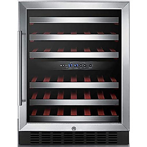 Summit SWC530BLBISTADA 24"" Wine Cooler with 46 Bottle Capacity Digital Thermostat Factory Installed Lock in Stainless Steel