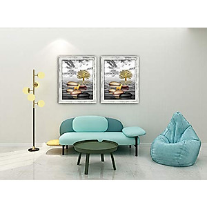 DECANIT 16x20 Picture Frames（pack of 2） Rustic White Wood Pattern Wall Mounting Poster Frame，Great for Prints, Poster, Mural and Picture