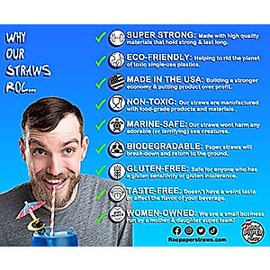 Roc Paper Straws Biodegradable White Paper Straws, Unwrapped (300)
