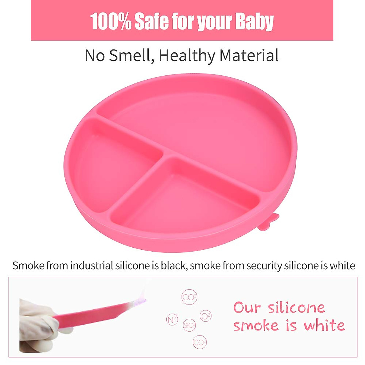 Baby Plate Bowl - Silicone Mini Mat - Super Suction Placemat Bowl with 2 Spoons for Self Feeding, 100% Safe Silicone, Dishwasher and Microwave Safe KingKam