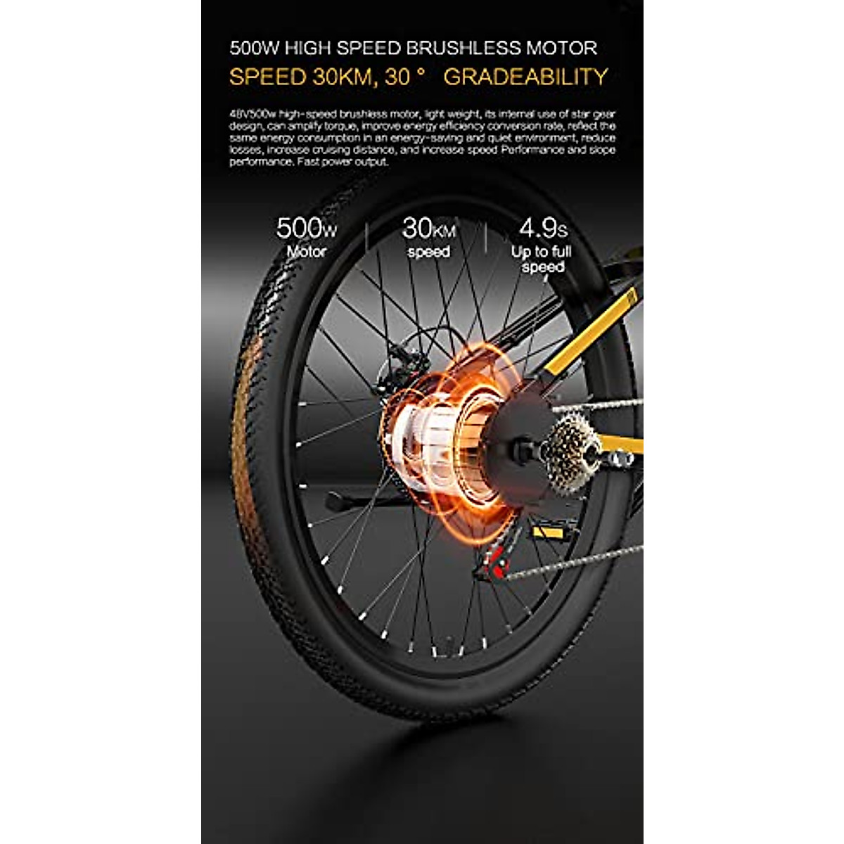 Bezior Electric Bike X500Pro for Adults, Foldable 26" x 1.95 Rubber Tire Electric Bicycle, 500w Motor 48V 10.4Ah Removable Battery, 20MPH Electric Mountain Bike, Suspension Fork, 7 Speed Gears