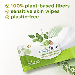 Baby Dove Baby Wipes for Sensitive Skin with 100% Plant-Based Fibers Hypoallergenic 63 Wipes 12 Pack