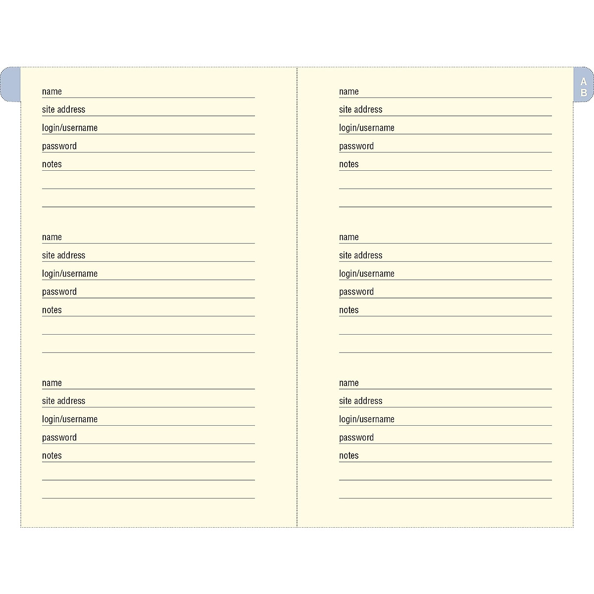 Blue Agate Internet Address & Password Logbook (removable cover band for security)