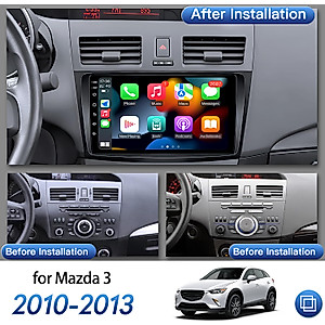 Car Stereo Radio for Mazda 3 2010 2011 2012 2013-9 Inch(1280 * 800) Touchscreen with Wireless Carplay&Android Auto GPS WiFi Bluetooth FM Backup Camera SWC (Fit for Bose System)