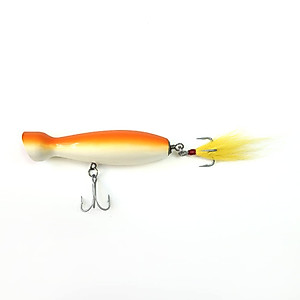 Seasky4.5' Fishing Wood Bottle Style Popper Lure Artificial Bait Wooden baitsocean Tackle for Striped bass Tuna Fishing