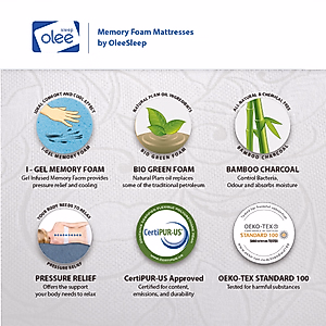 Olee Sleep 4 Inch Memory Foam Mattress Topper Pad 04TP02Q