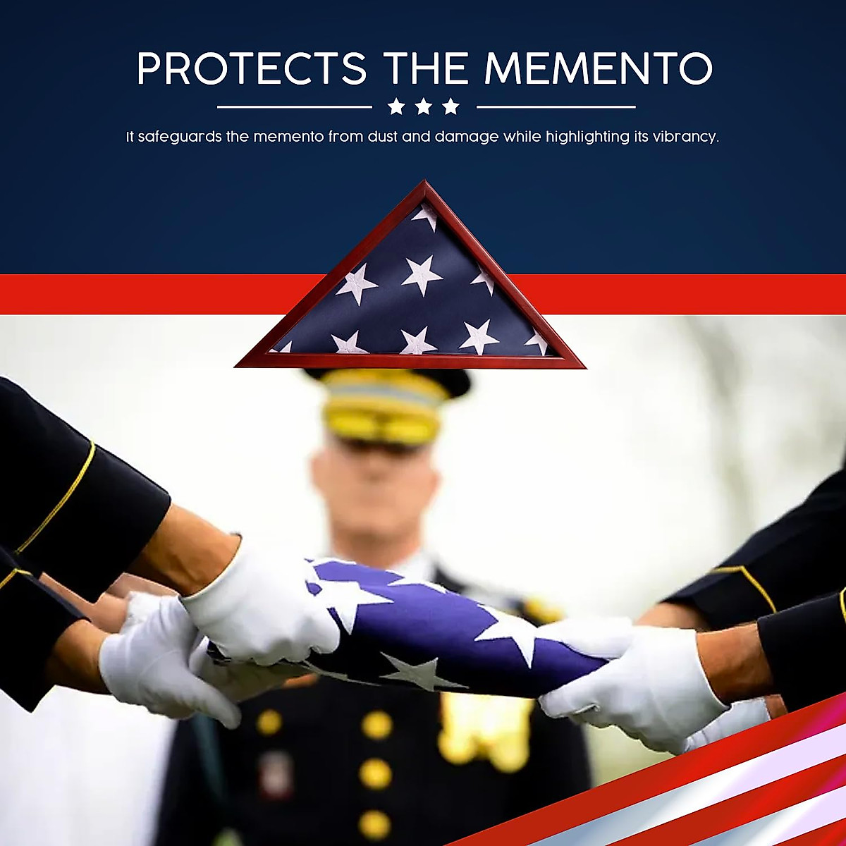 Forever Lane Flag Display Case for American Veteran Flag, Large 9.5x5 ft Memorial Flag Box -Military Flag Holder, Solid Wood w/Acrylic Front,Wall Mount or Standing Display Box