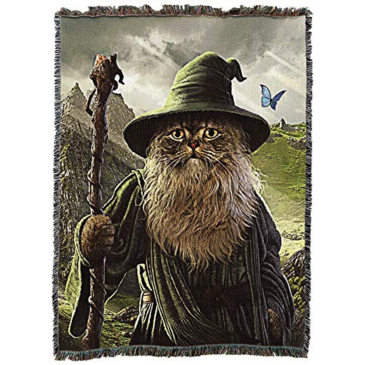 Pure Country Weavers Catdalf Blanket by Vincent HIE - Lord of The Rings Movie Parody - Cute Funny Gift Tapestry Throw Woven from Cotton - Made in The USA (72x54)