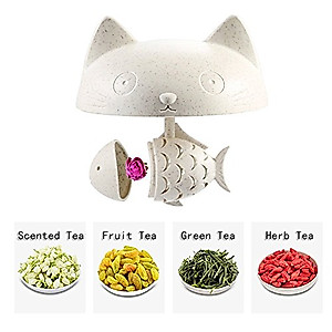JEWOSTER Cute Cat Glass Cup Tea Mug With Fish Tea Infuser Strainer Filter
