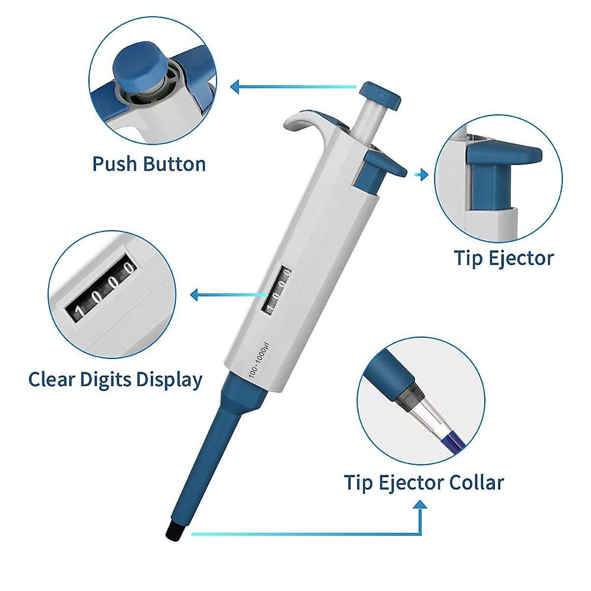 West Tune 100-1000μL Micropipette High-Accurate Pipettor Adjustable Variable Volume Single-Channel Pipette for Laboratory