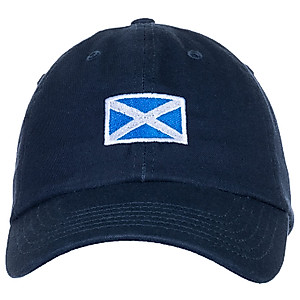 Ann Arbor T-shirt Co. Scottish Flag Hat - Country of Scotland Pride, Scots Low Profile Baseball Dad Hat for Men Women - (Navy Blue)