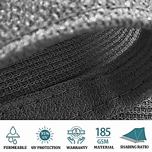 Shade&Beyond 12'x12' Sun Shade Sails Curved Canopy Rectangular Dark Grey 185GSM Shade Sail Permeable for Patio Deck Yard Backyard, (We Make Custom Size)