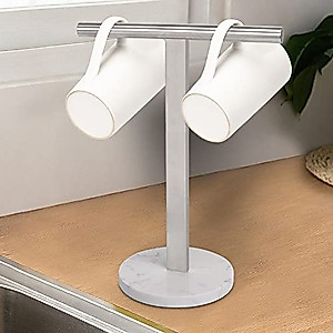 NearMoon T-Shape Hand Towel Holder-Bathroom Towel Rack-Stand with Balanced Base Towel Bar for Bathroom Kitchen Vanity Countertop, Modern Stand Towel Ring (Marble Base, Brushed Nickel)
