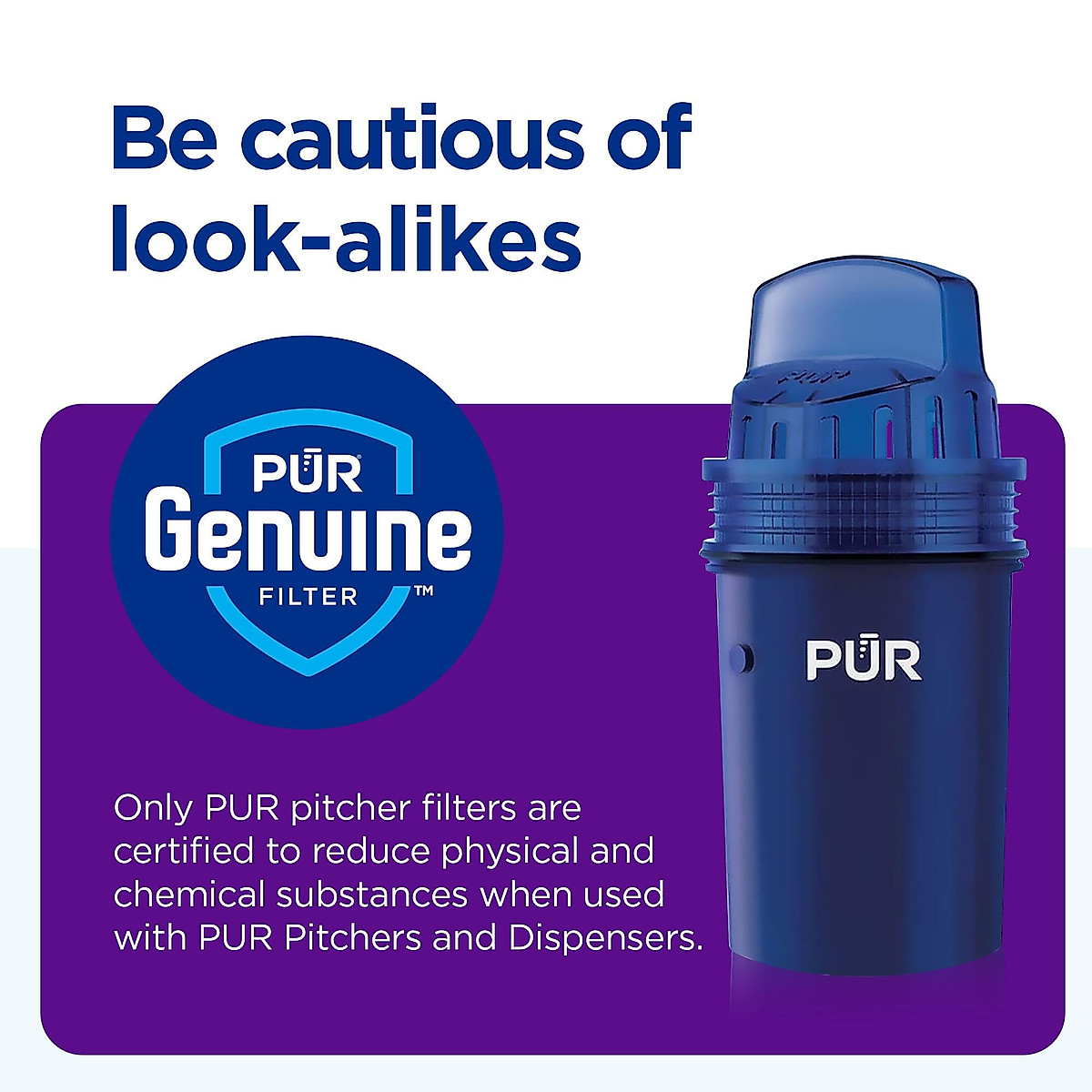 PUR Water Pitcher Replacement Filter (Pack of 4), Blue – Compatible with all PUR Pitcher and Dispenser Filtration Systems, PPF900Z