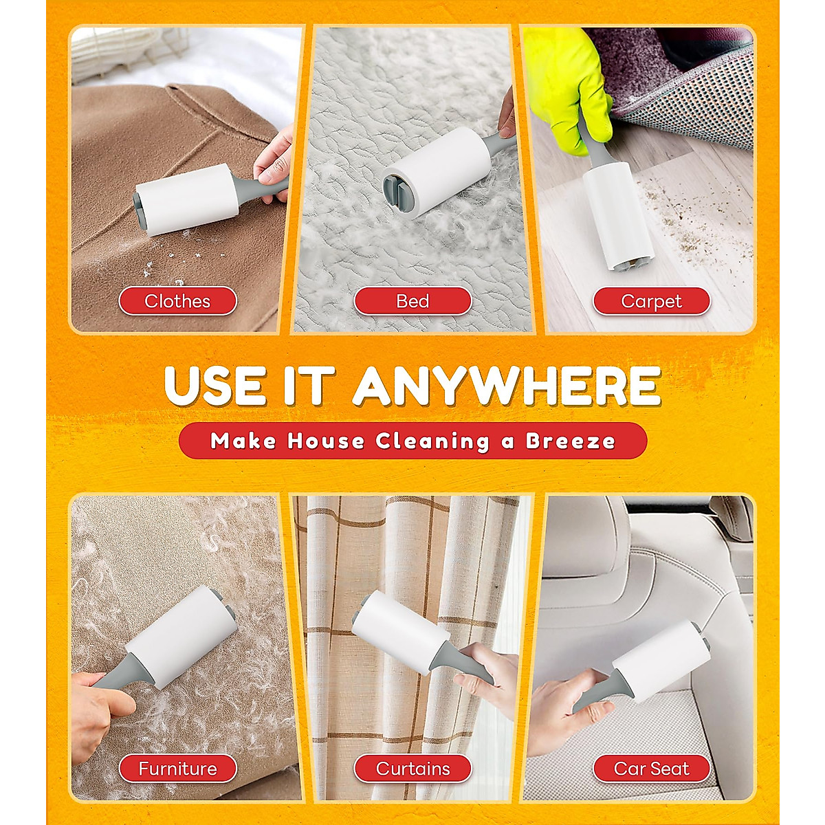 MONSEK Lint Rollers 525 Sheets Mega Value Set, 4X Extra Sticky Lint Roller for Pet Hair, Pet Hair Remover with 2 Upgraded Handle 5 Rollers, Portable Lint Remover for Clothes, Furniture, Dog & Cat Hair