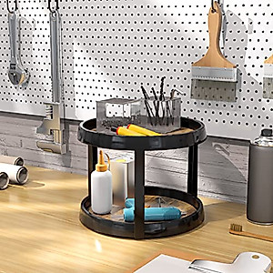 Simple Houseware 2 Tier Turntable Lazy Susan Multifunctional Organizer, Rustic Brown