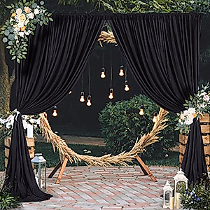 PARTY TALK Black Backdrop Curtains for Parties, 8ft x 10ft Wrinkle Free Polyester Black Curtain Backdrop for Photography Birthday Baby Shower Wedding Decorations