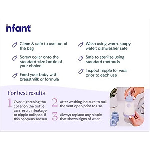 nfant | Slow Flow Nipple, Purple (6ml/min), 4-Pack