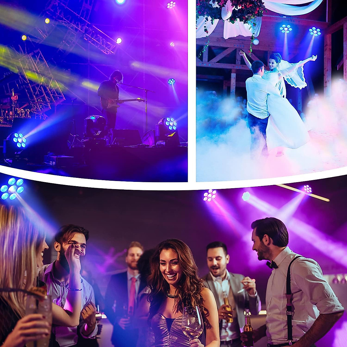 BETOPPER DJ Lights Moving Head, 7x8W RGBW DJ Lights, Sound Activated/DMX Lighting, Moving Head Lights for Stage, Party, Live, DJ, Bar, Disco Lighting (2 Packs)