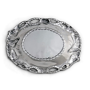 Arthur Court Designs Metal Aluminum Equestrian Horse Oval Serving Tray / Platter 14 inch x 10 inch