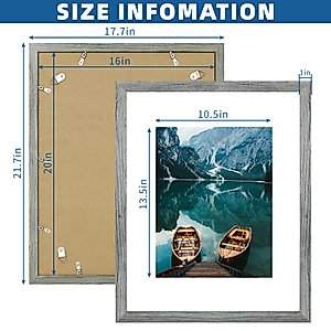 Hongkee 16x20 Frames Set of 2, Rustic Grey Wood Style - Display 16 x 20 Picture without Mat or 11x14 Picture with Mat, Wall Mounting Horizontal and Vertical