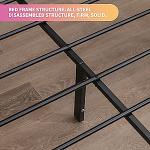 Mixoy Cal King Size Modern Metal Bed Frame with Linen Headboard, Platform Bed with Metal Slat Support, Noise Free, No Box Spring Needed(Cal King/Dark Grey)