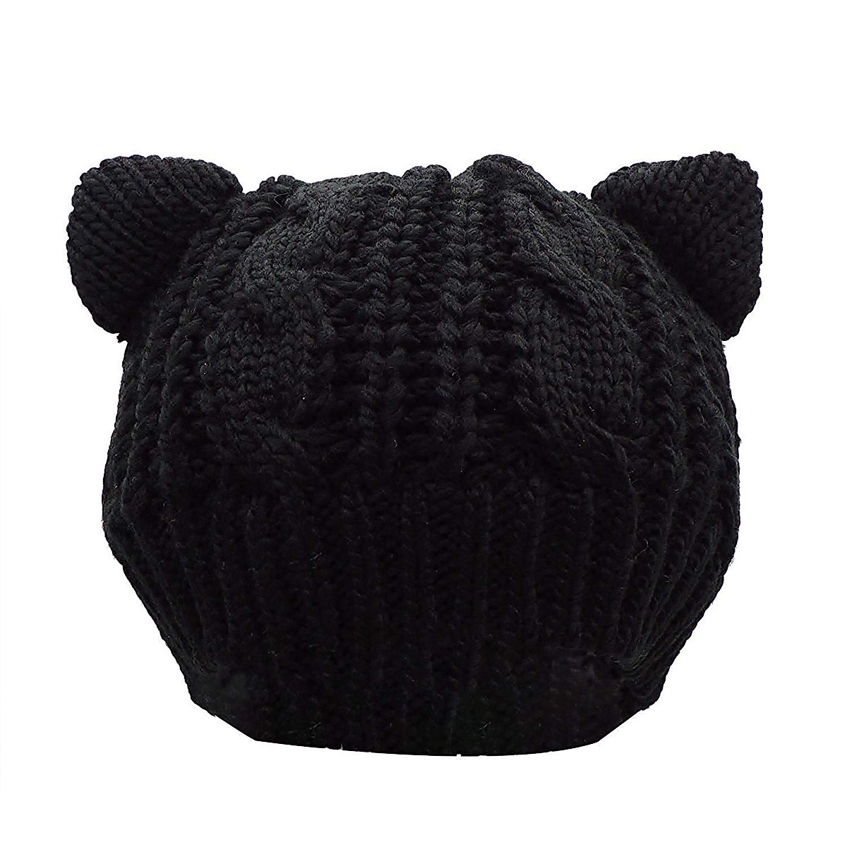 umbresen Cute Woollike Knitted CAT Kitty Ears Women Lady Girl Headgear Crochet Christmas Hats Black