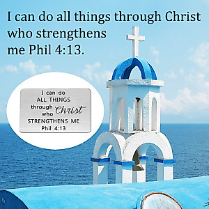 FOTAP Philippians 4:13 Wallet Card Insert I Can Do All Things Through Christs Who Strengthens Me Religious Wallet Card Inspirational Gift For Him or Her (I can do all things)