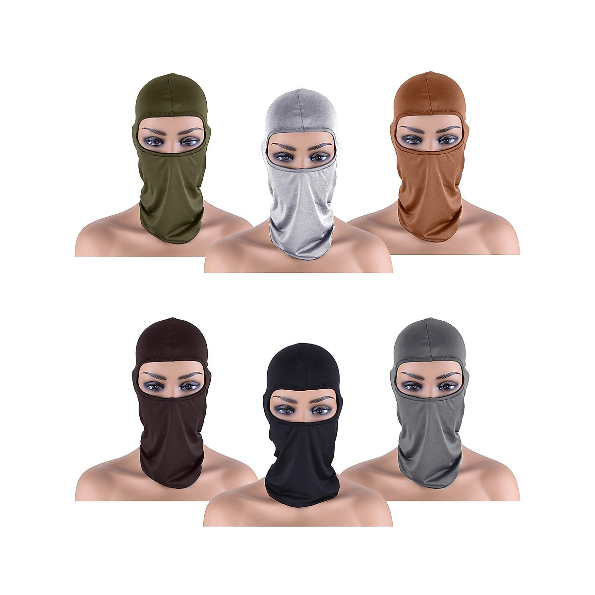 Tatuo 6 Pcs Ski Mask Full Face Cover Balaclava Summer Neck Gaiter Scarf UV Protection for Men Outdoor Cycling Running Hood(Retro Color)