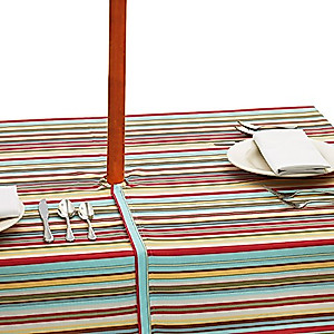DII Summer Stripe Outdoor Collection Tabletop, Tablecloth, 60x84" w/Zipper (CAMZ34858)