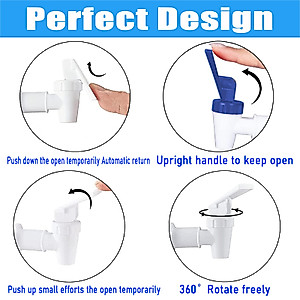 4 Pcs 3/8Plastic Faucet,Replacement Cooler Faucet Water Bottle Jug Reusable Spigot Spout, BPA Free Dispenser Tap Set, Water Crock Valve Gravity Water Spigot (3/8"Internal Thread)