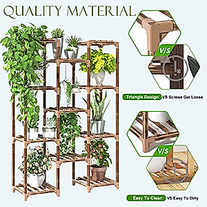 Veakoo Plant Stand Indoor Outdoor,11 Tiered Tall Wood Flower Stands Large Plant Shelf Multiple Garden Shelves Window Display Holder Rack for Corner Balcony Patio Living Room Bedroom with 3 Free Tool Visit the Veakoo Store