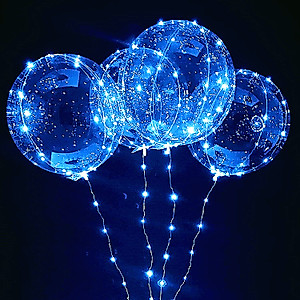 10 PACKS LED Bobo Balloons, Clear Light Up Balloons,Helium Glow Bubble Balloons with String Lights for Party Birthday Wedding Quinceanera Decorations (Cold White)