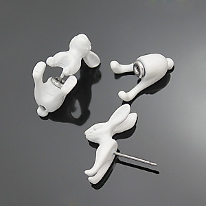RechicGu White 1Pair 3D March Hare Rabbit Fairytale Wonderland Earrings Fake Ear Taper Plug Studs